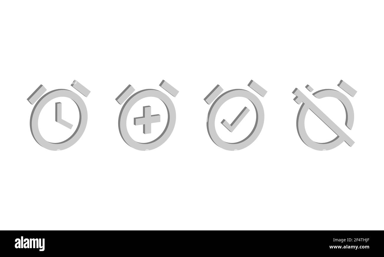 Timer and clock vector icons. Alarm clock symbol isolated on white ...