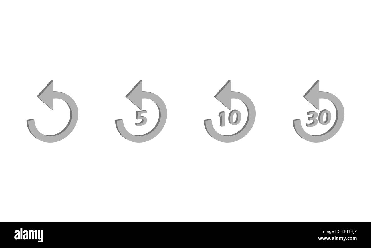 Rewind on 5, 10, 30 sec vector icon set. Reload refresh logo isolated ... Rewind on 5, 10, 30 sec vector icon set. Reload refresh logo isolated ...