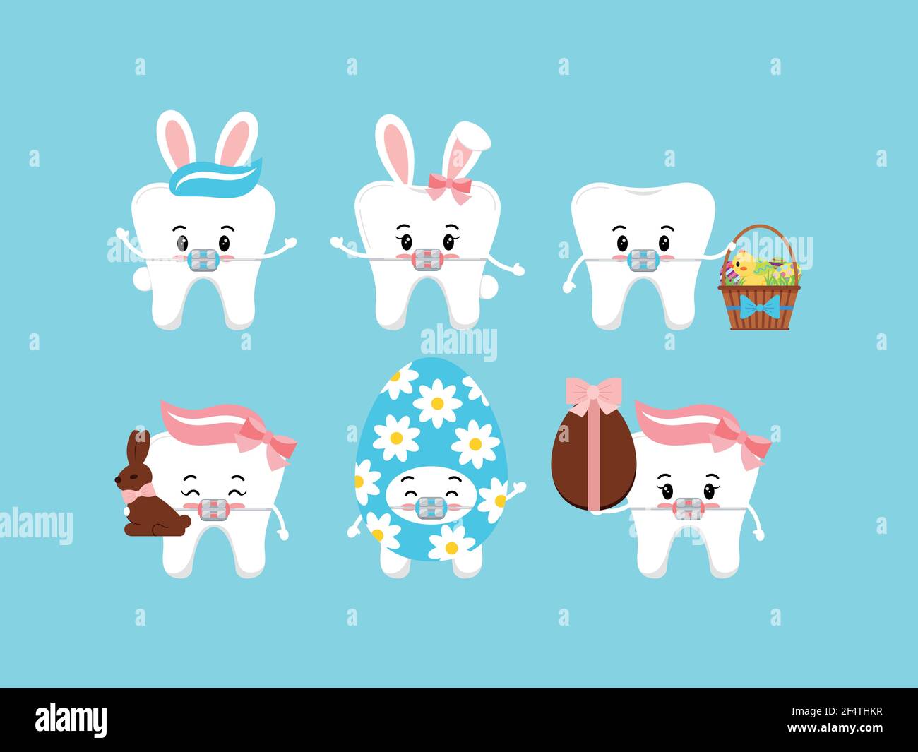 Easter tooth dental braces icon set isolated Stock Vector Image & Art ...