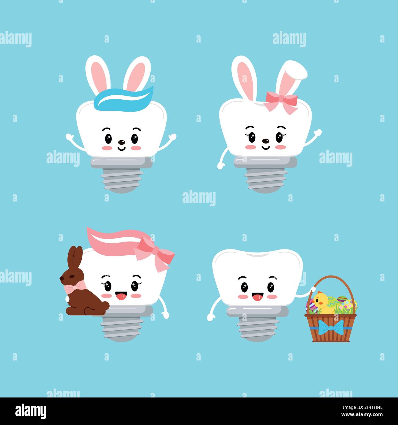 Easter teeth dental implant icon set isolated Stock Vector Image & Art ...