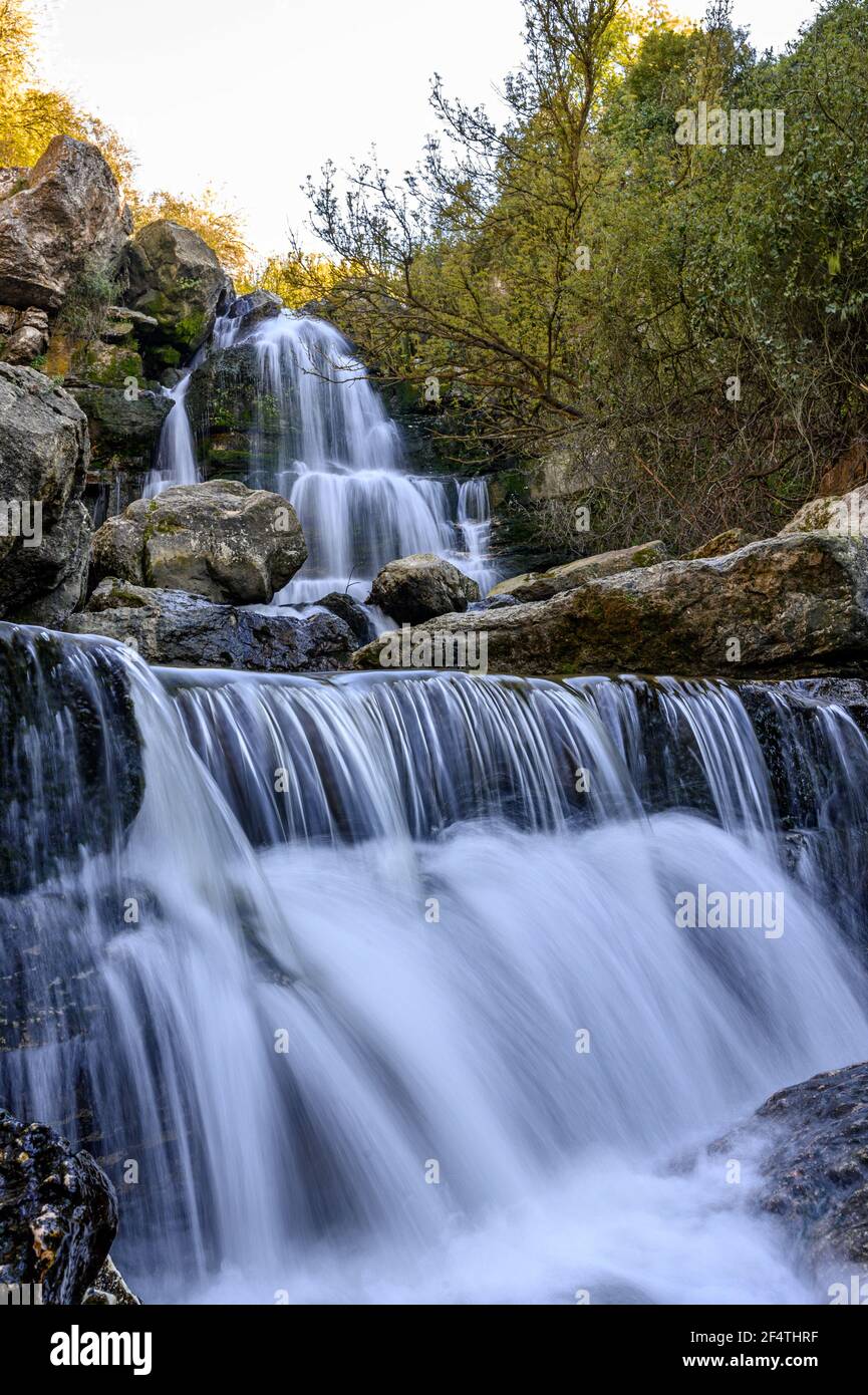 A beautiful waterfall wide angle Stock Photo - Alamy