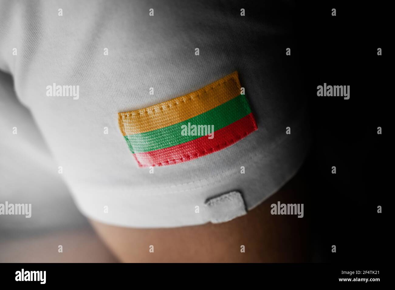 Patch of the national flag of the Lithuania on a white t-shirt Stock ...