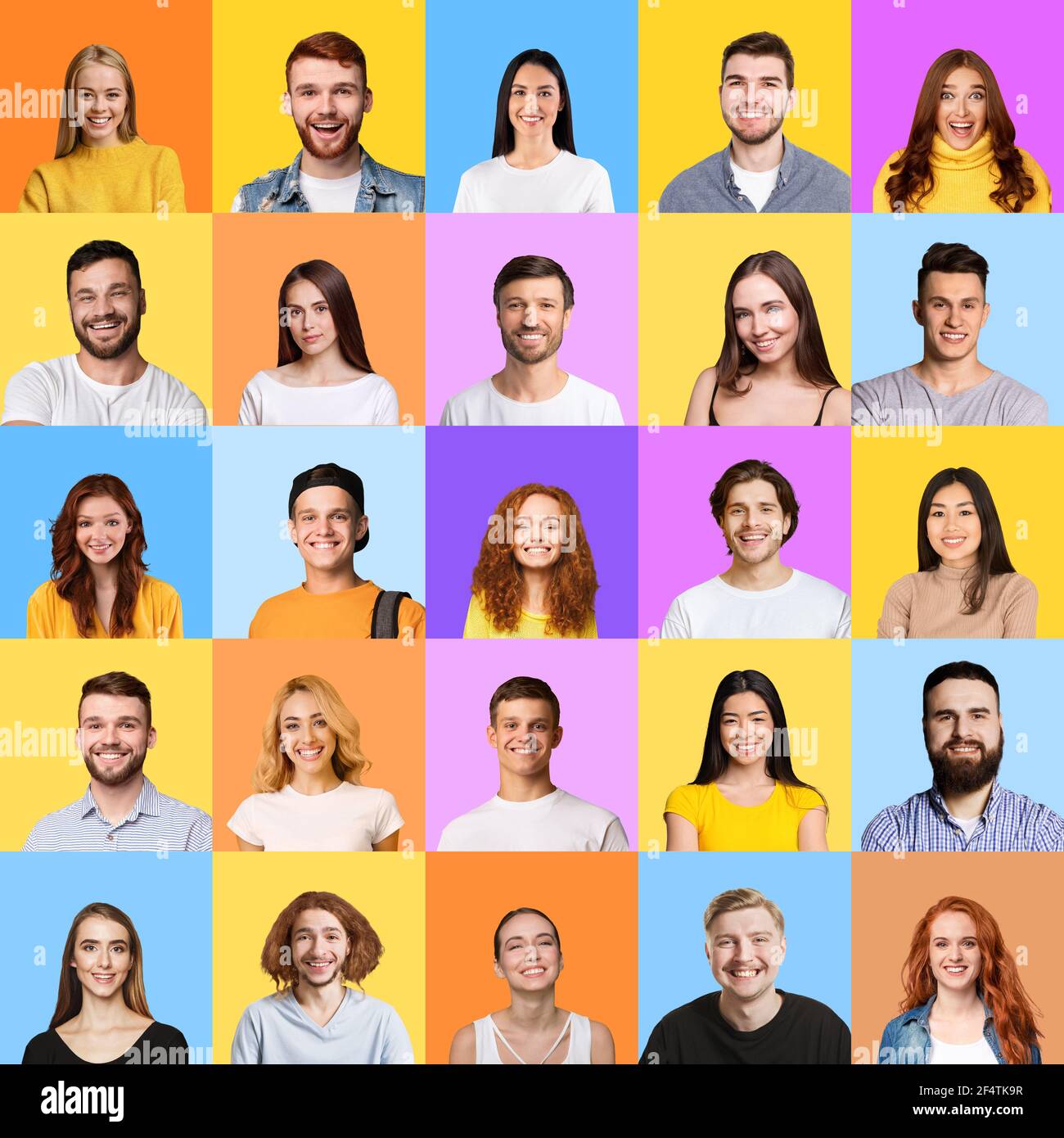 Set of different multicultural people portraits headshots, collage ...