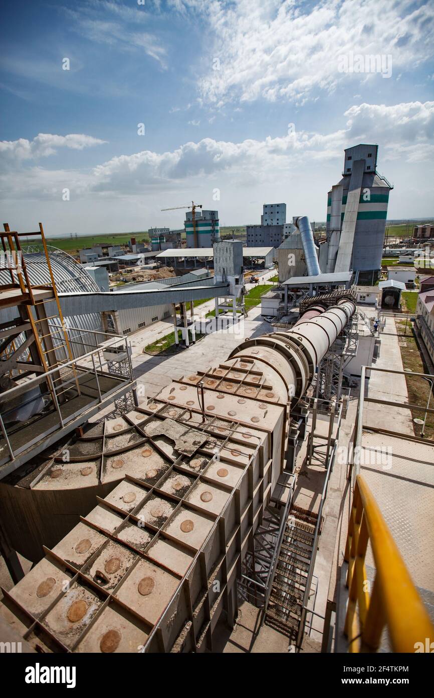 Standard Cement plant. construction of new industrial building. Aerial ...