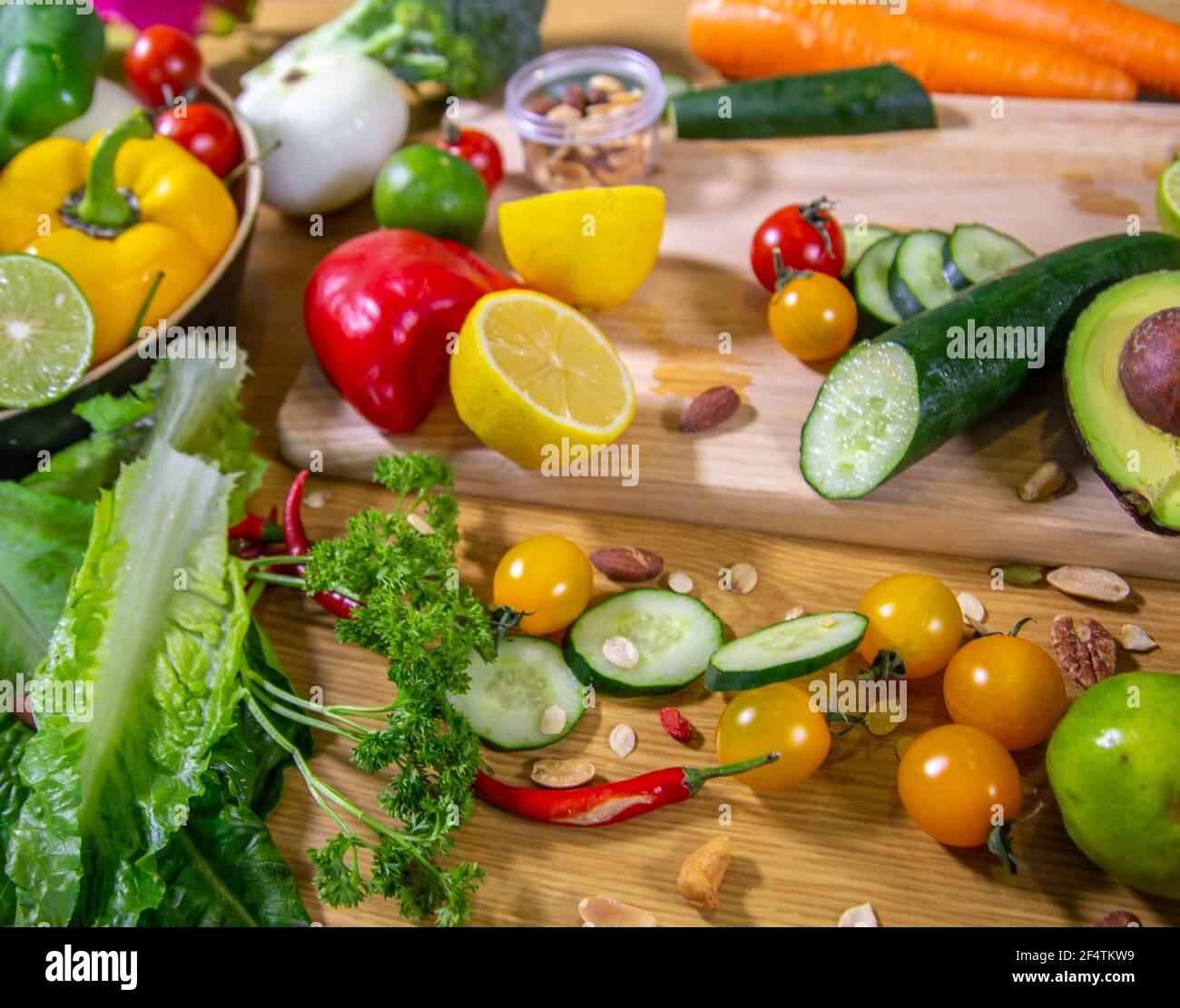 Healthy food clean eating selection: fruit, vegetable, seeds, superfood ...