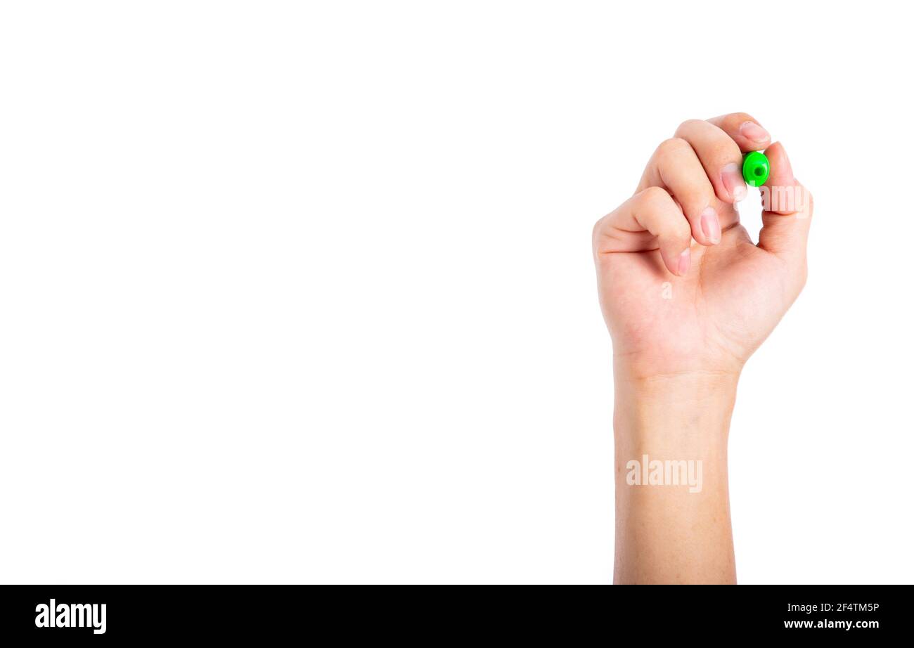 adult hand write something with marker isolated on white Stock Photo ...