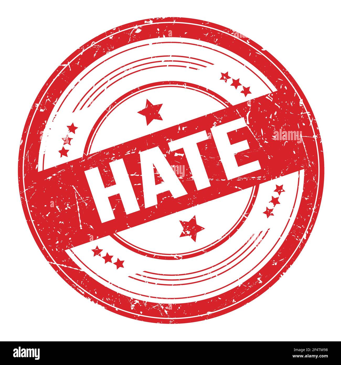 HATE text on red round grungy texture stamp Stock Photo - Alamy