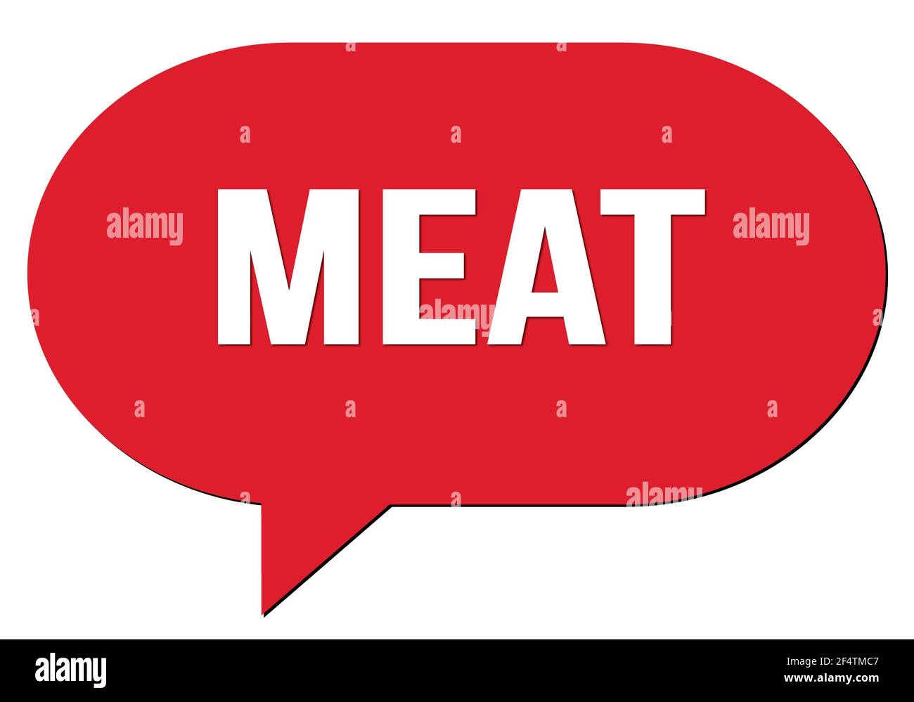 MEAT text written in a red speech bubble stamp Stock Photo - Alamy