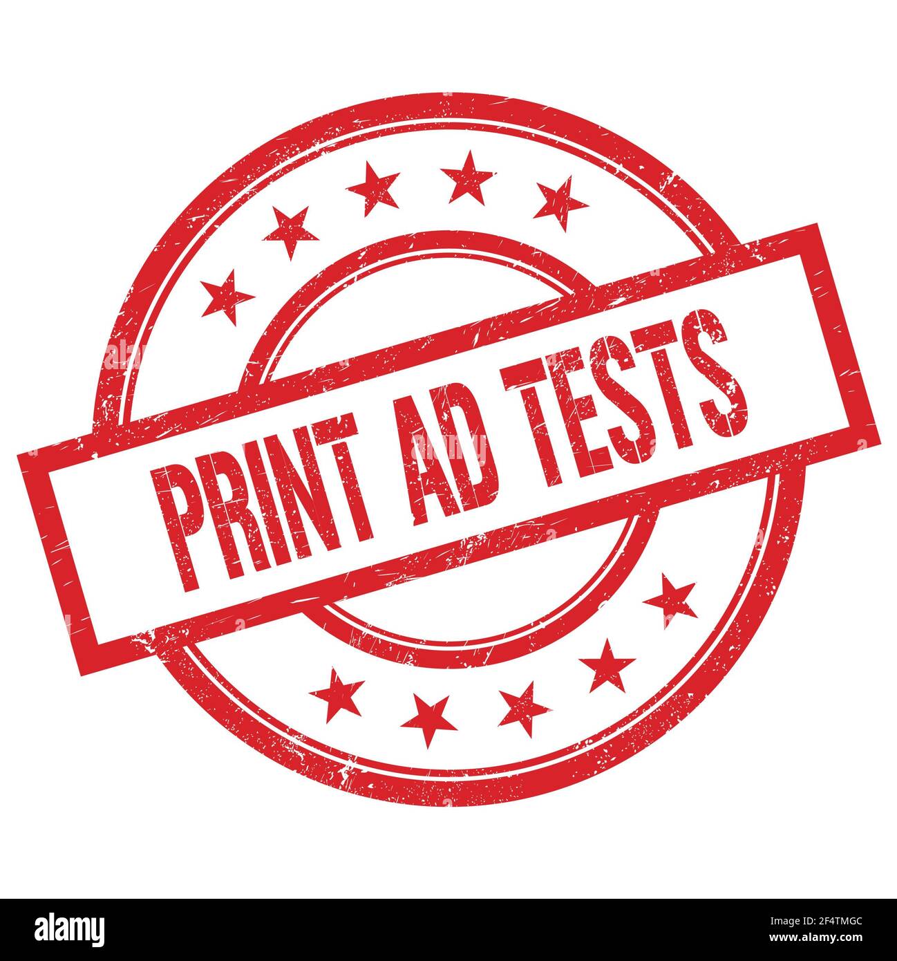 PRINT AD TESTS text written on red round vintage rubber stamp Stock ...