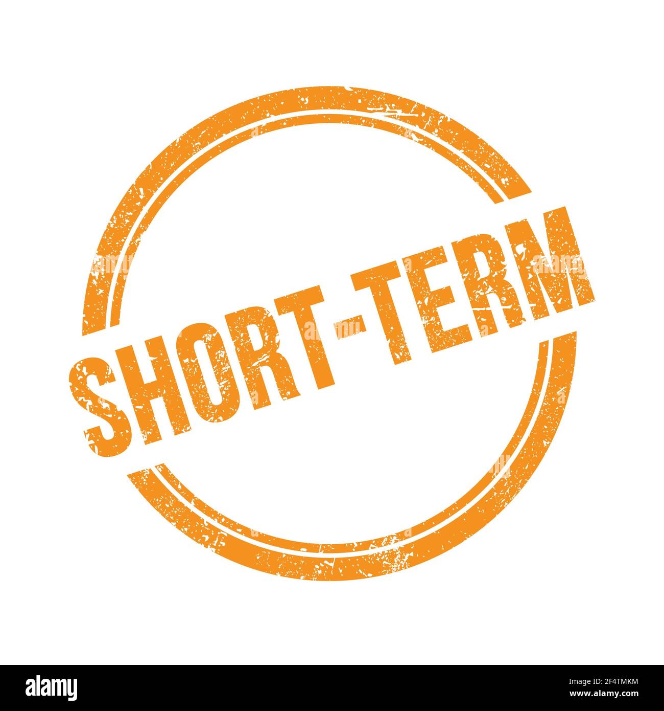 SHORT-TERM text written on orange grungy vintage round stamp Stock ...