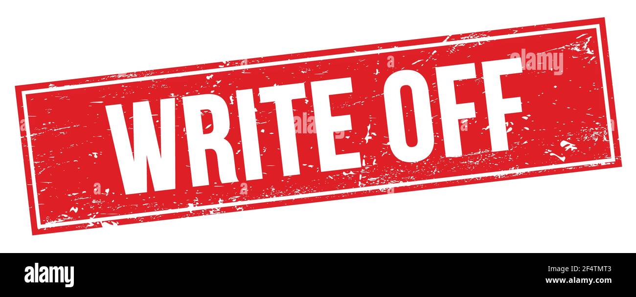 WRITE OFF text on red grungy rectangle stamp sign Stock Photo - Alamy