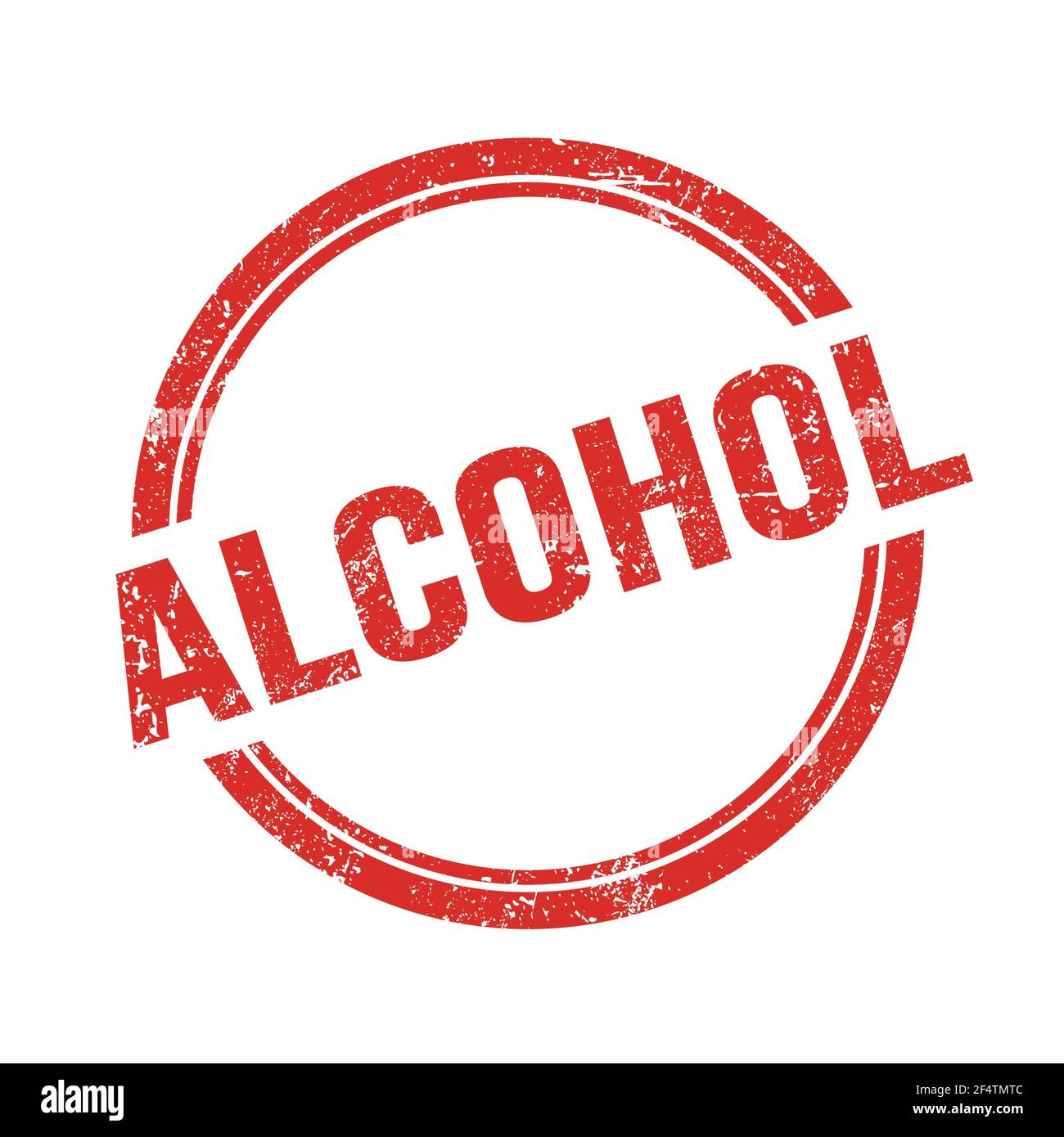 ALCOHOL text written on red grungy vintage round stamp Stock Photo - Alamy