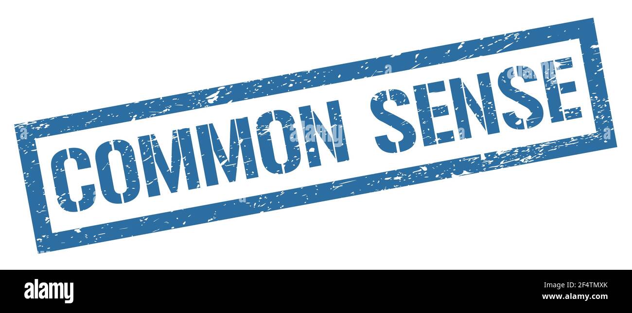 COMMON SENSE blue grungy rectangle stamp sign Stock Photo - Alamy