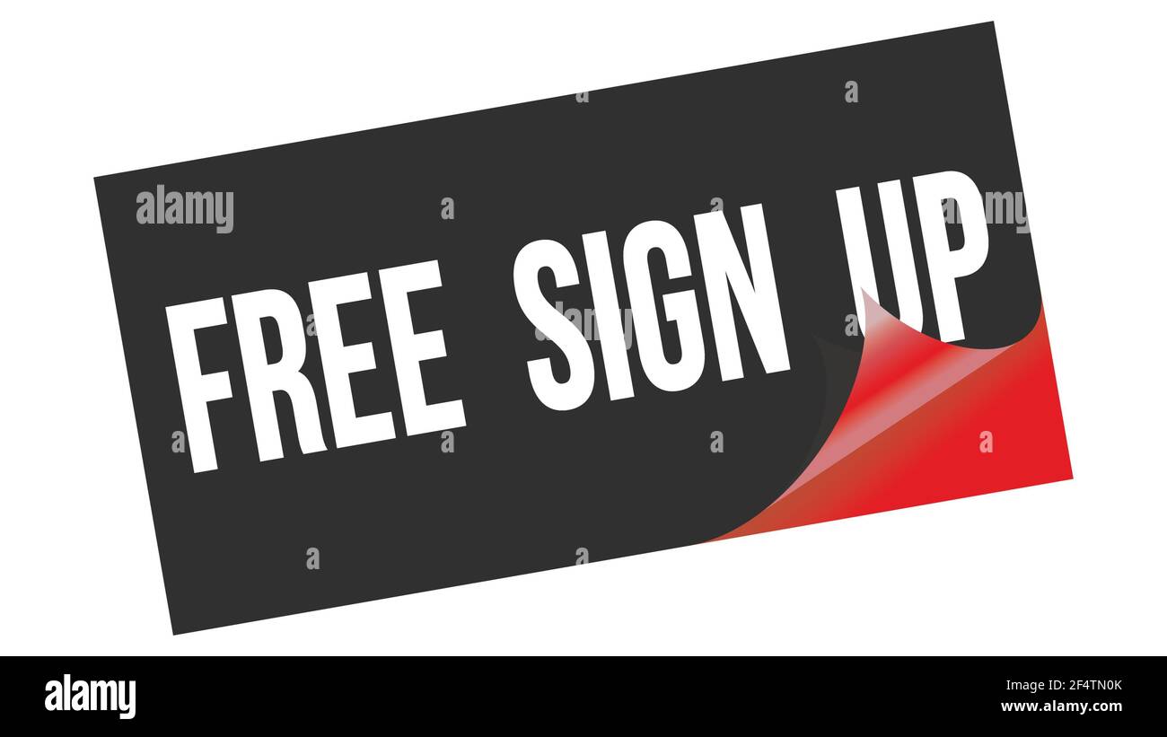 FREE SIGN UP text written on black red sticker stamp Stock Photo - Alamy