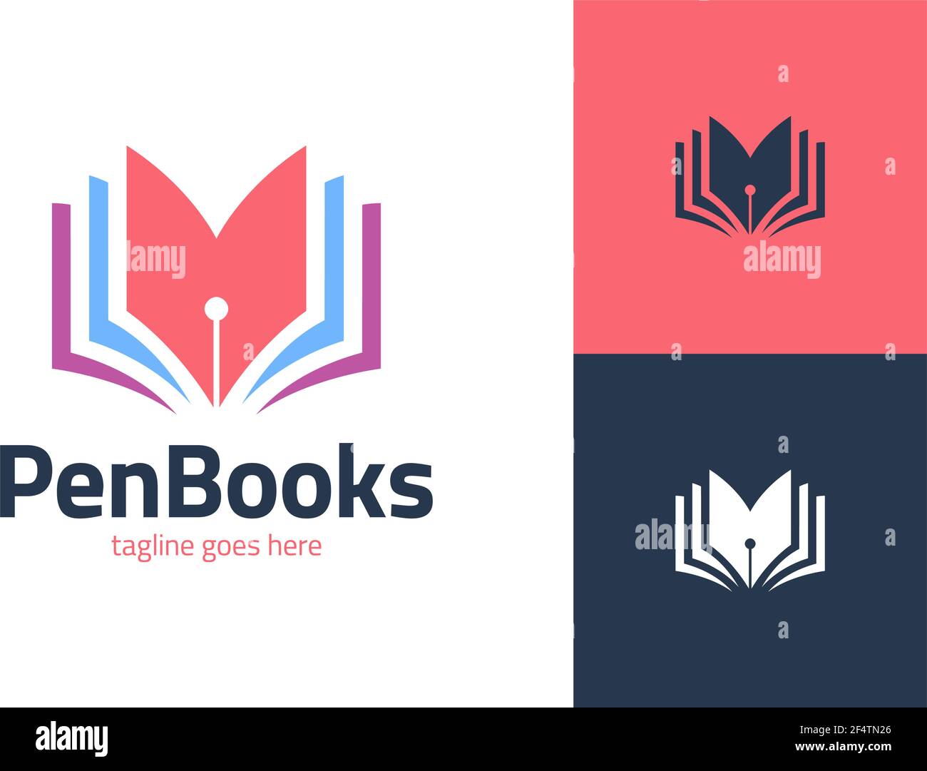 Writer book logo template design. Book pen Logotype Vector Design ...