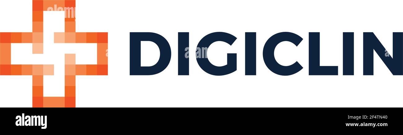 cross pixel medical logo design modern template. Pixel Health logotype ...