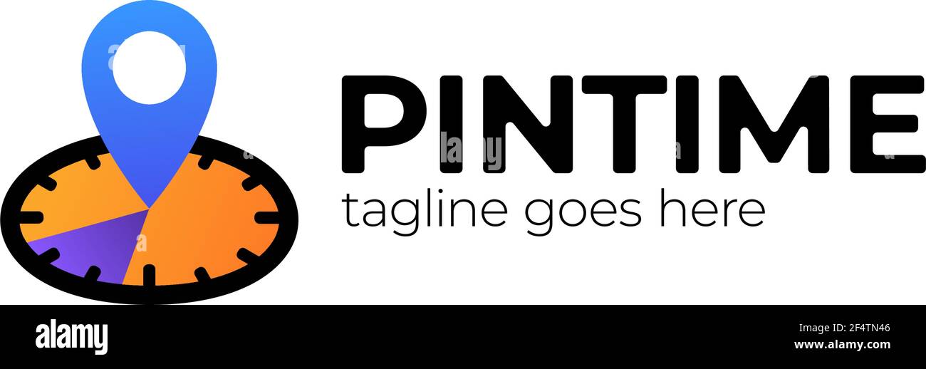 Pin Time Logo Template Design. Vector clock and map pointer logotype ...