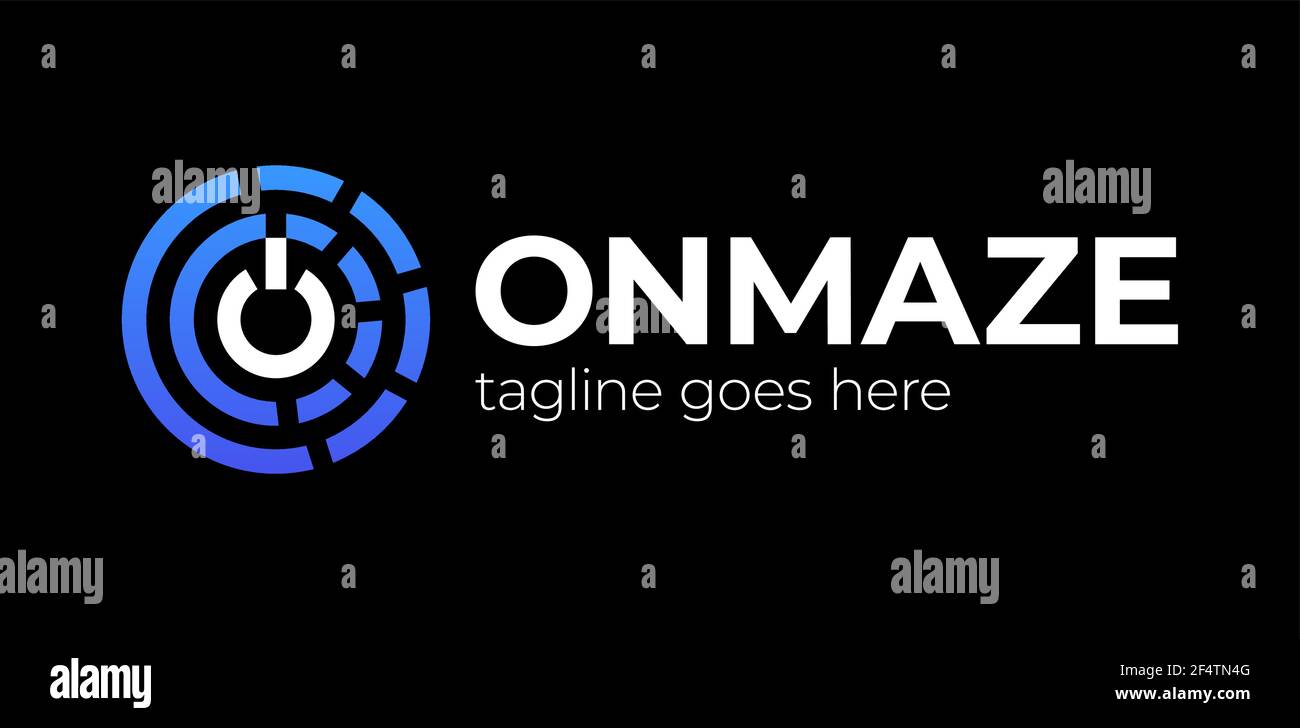 Initial letter o logo with on button template with circle lineart maze ...