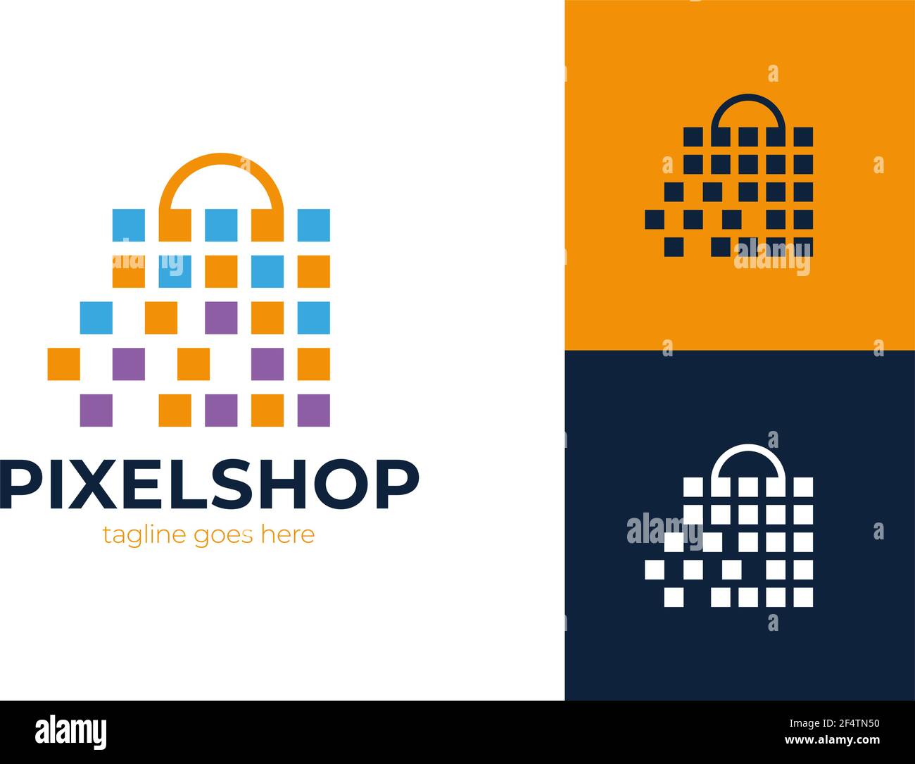 Pixel shop market logo design vector, shopping bag logo designs ...