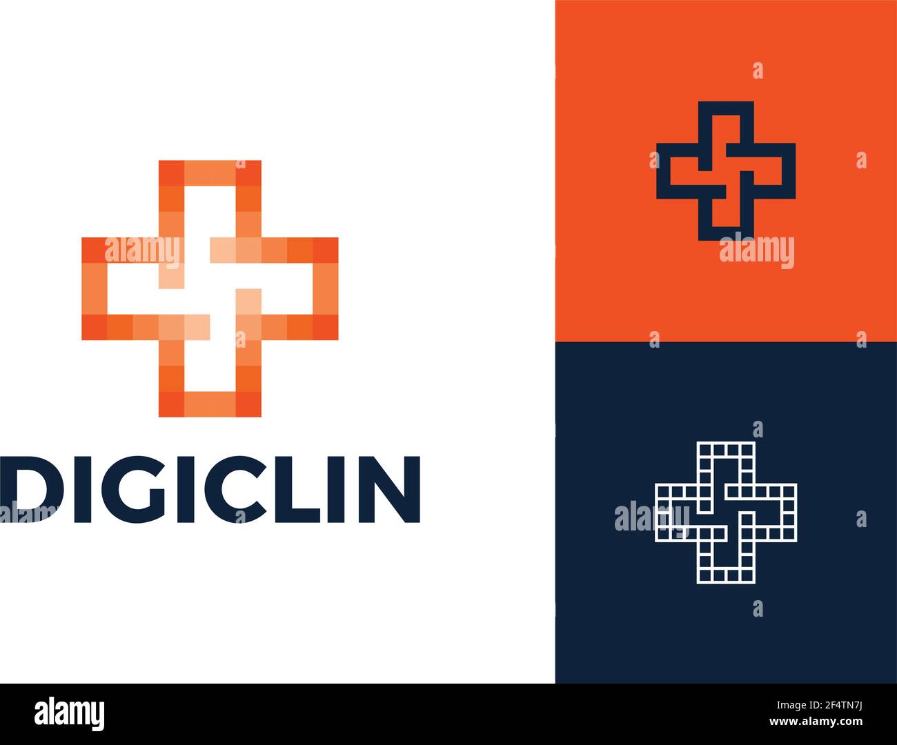 cross pixel medical logo design modern template. Pixel Health logotype ...