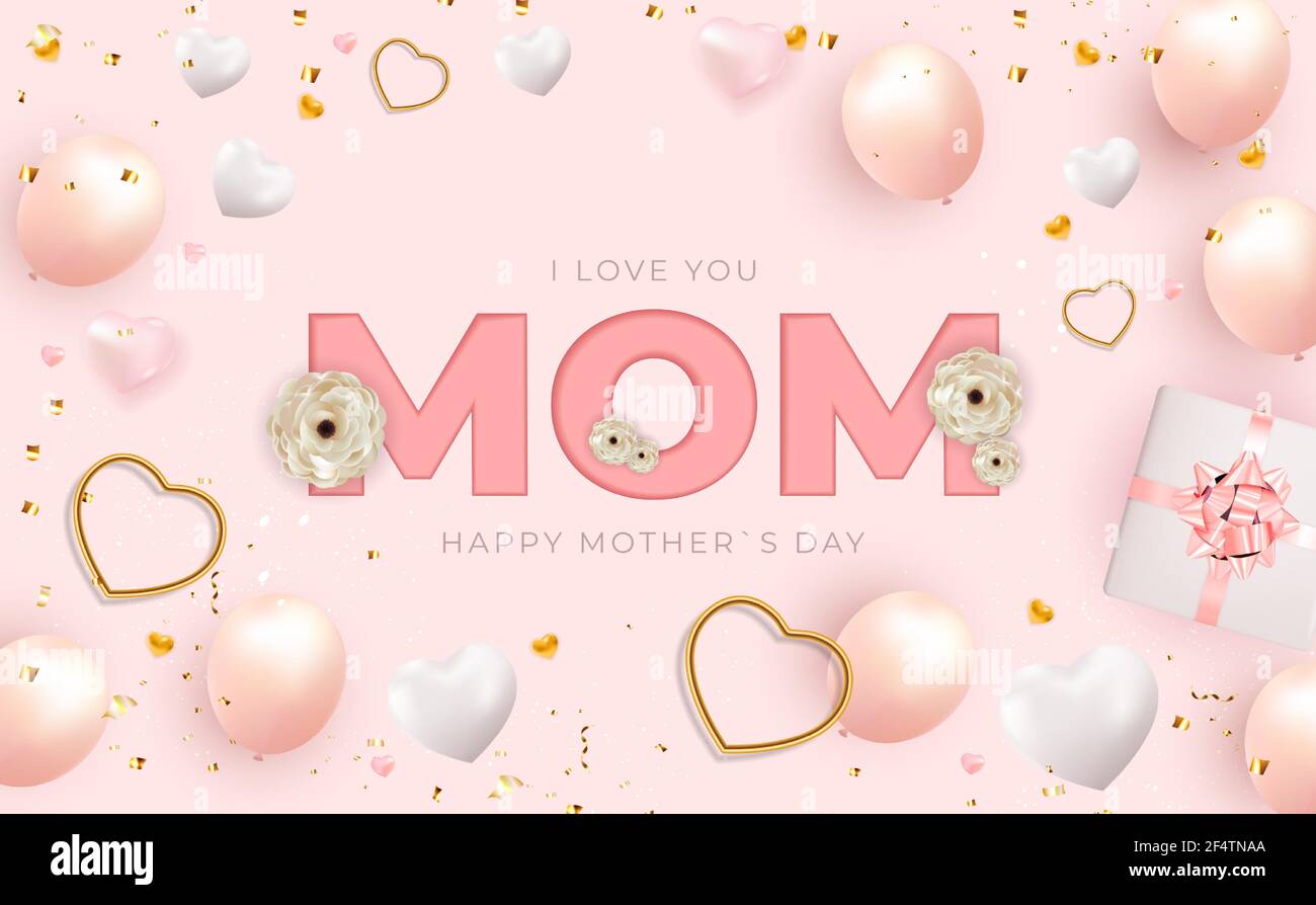 I love you mom. Happy Mother`s Day background. Vector Illustration ...