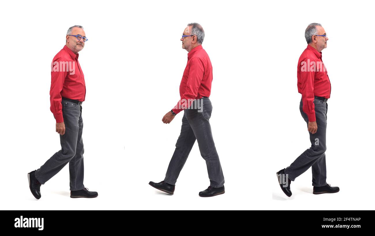Man walking sideways white background hi-res stock photography and ...