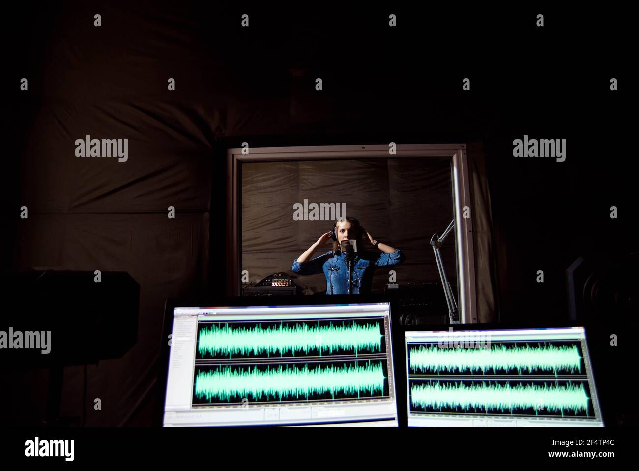 Recording Studio Control Room. Commercial, Modern Musical Enviro Stock ...