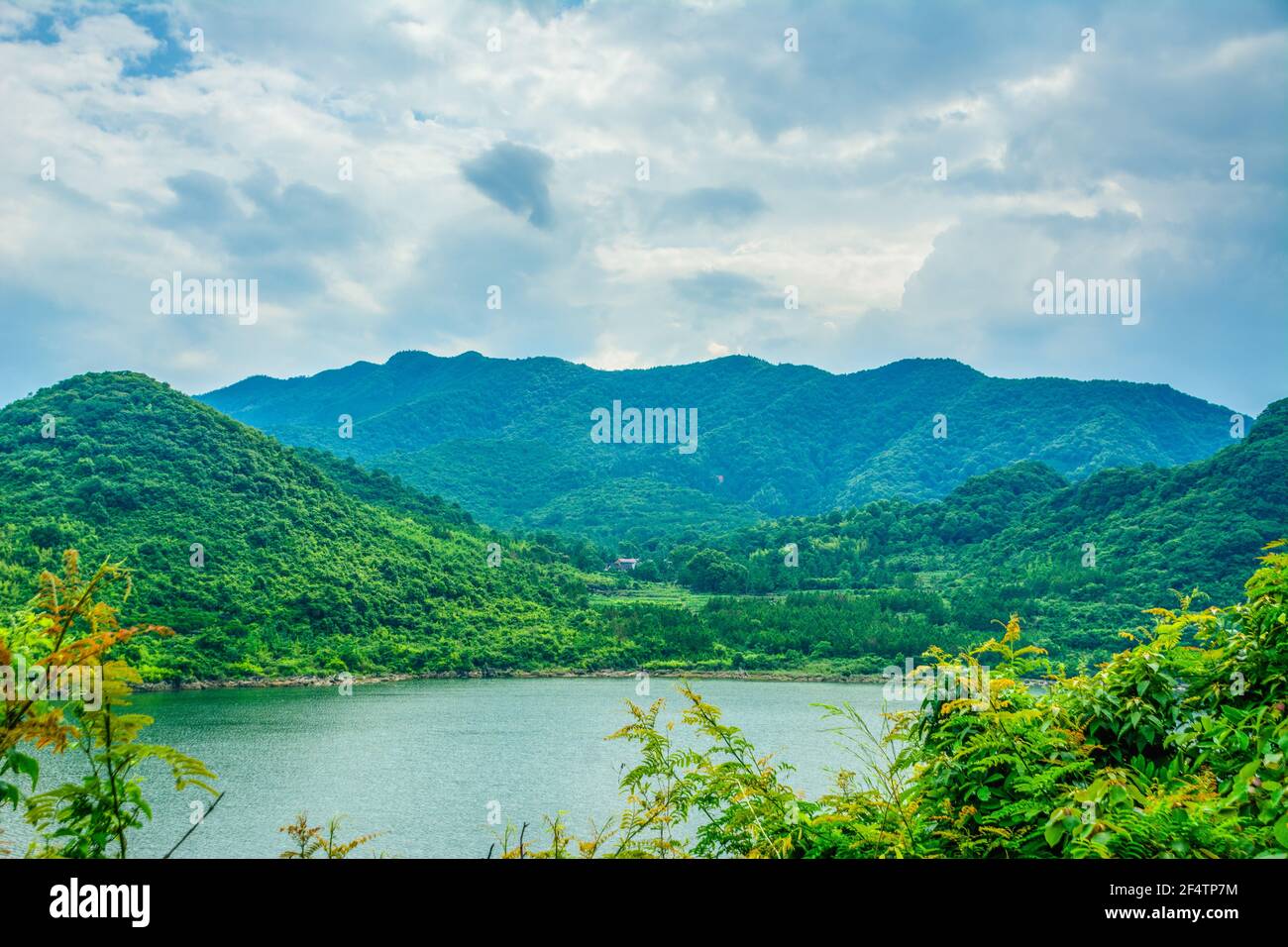 Reservoir and mountain scenery Stock Photo - Alamy