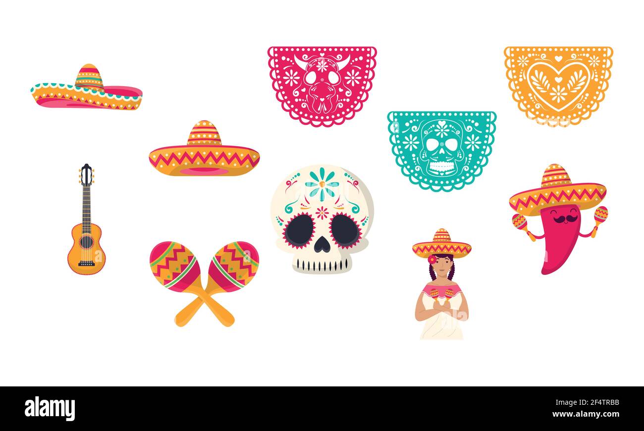 ten mexican celebration set icons Stock Vector Image & Art - Alamy