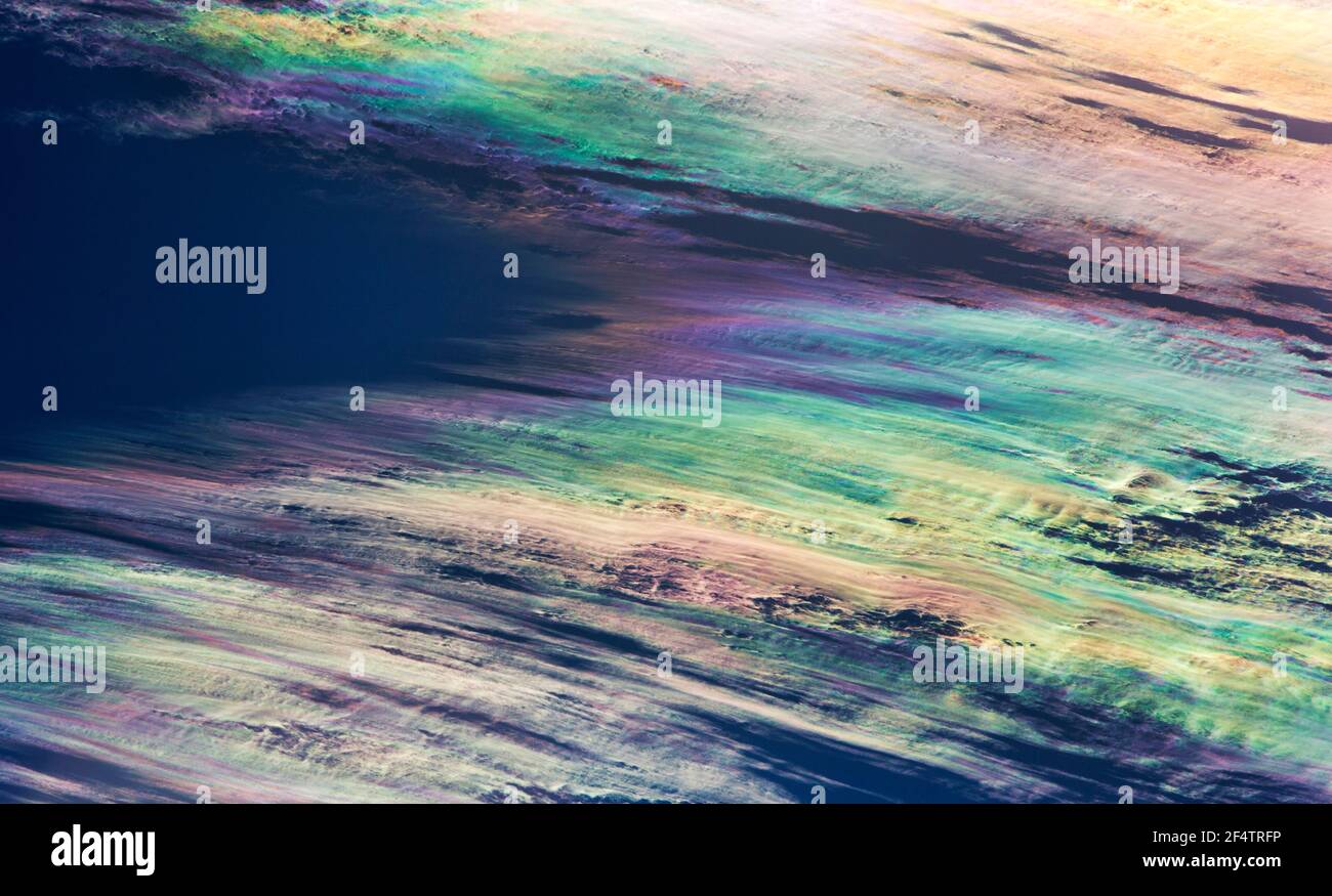 Jet stream winds over the Annapurna Himalayas in Nepal, with rainbow ...