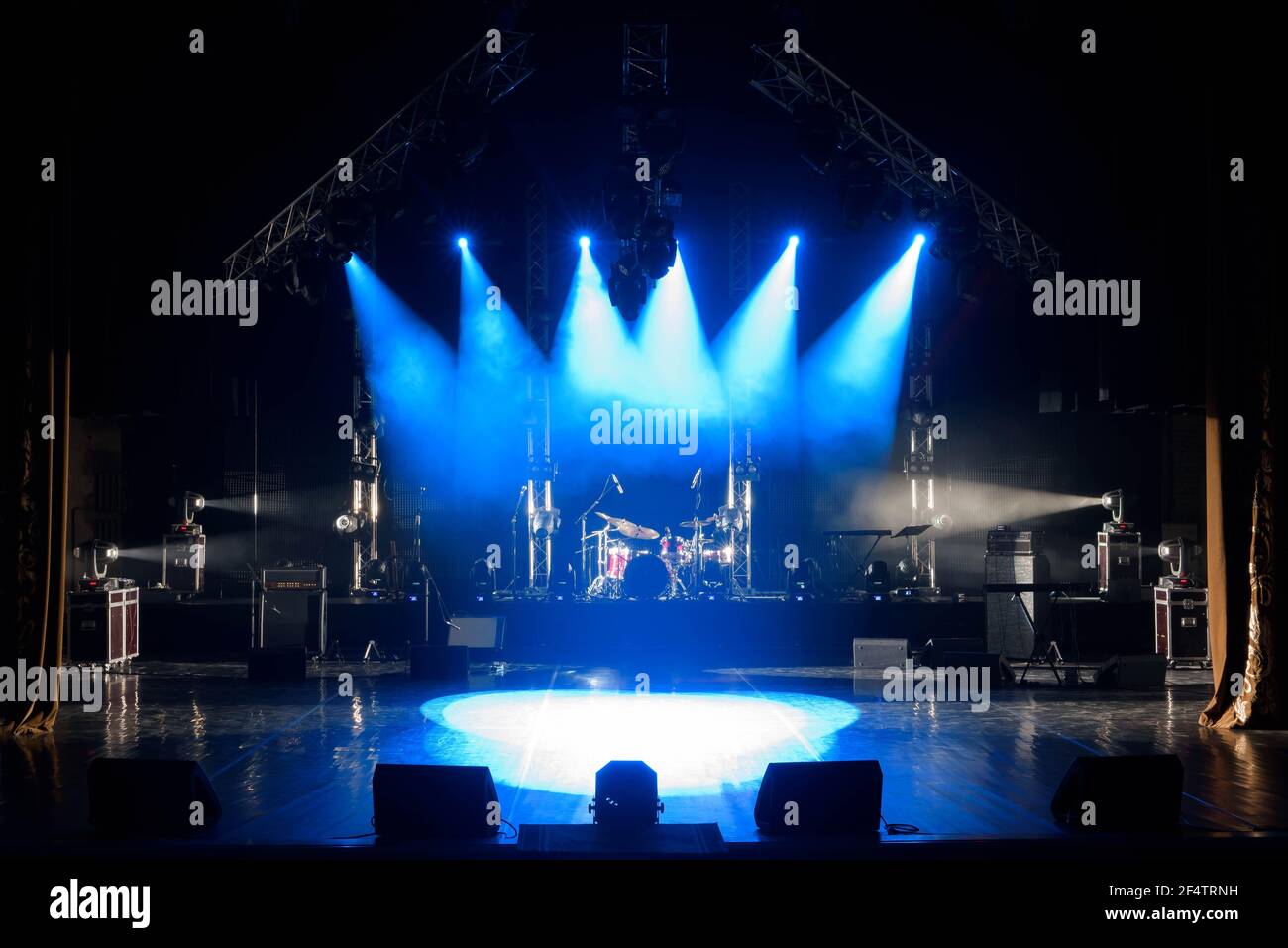 Free stage with lights, lighting devices. on a free srage Stock Photo ...