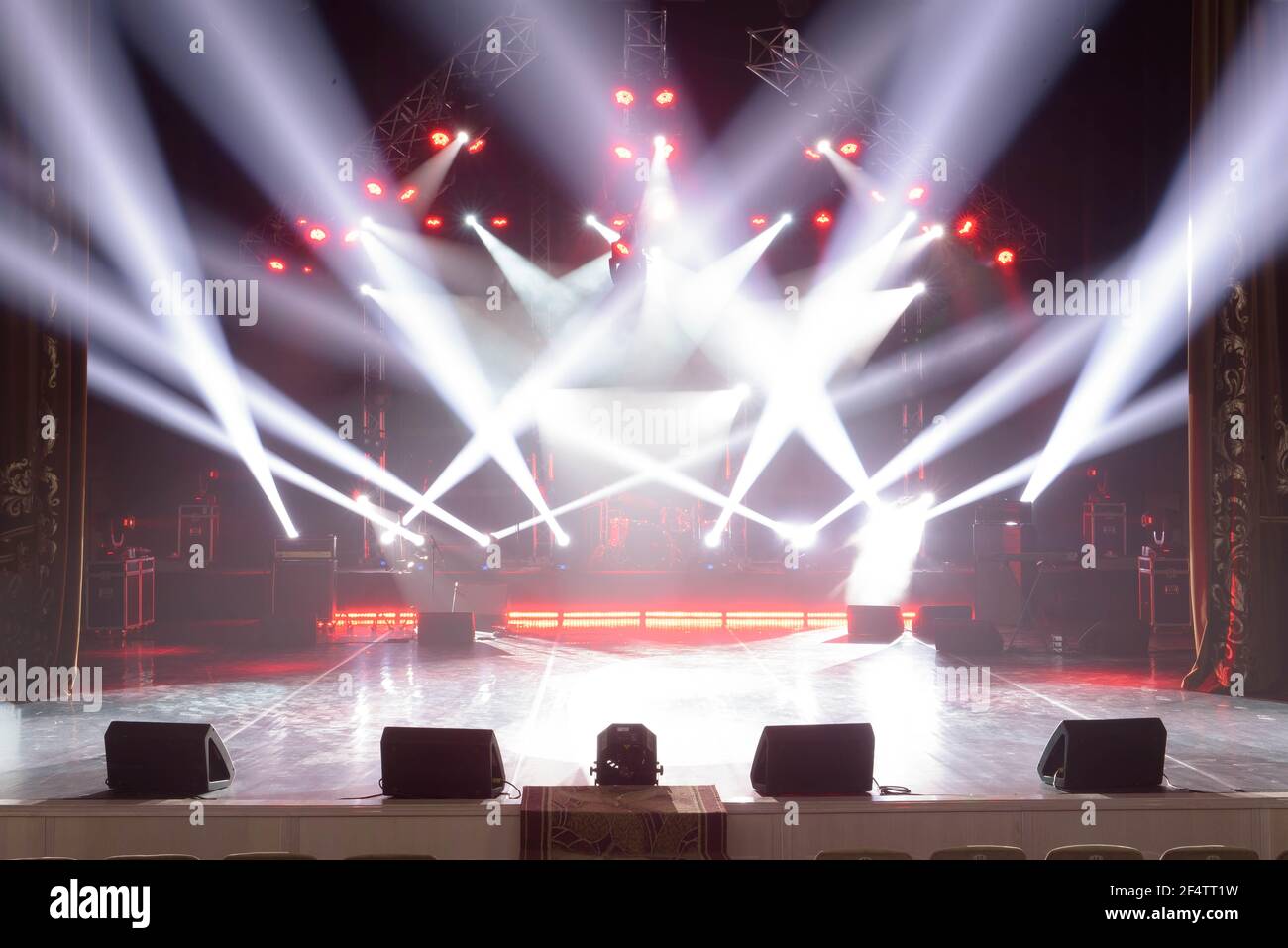Free stage with lights, lighting devices. on a free srage Stock Photo ...