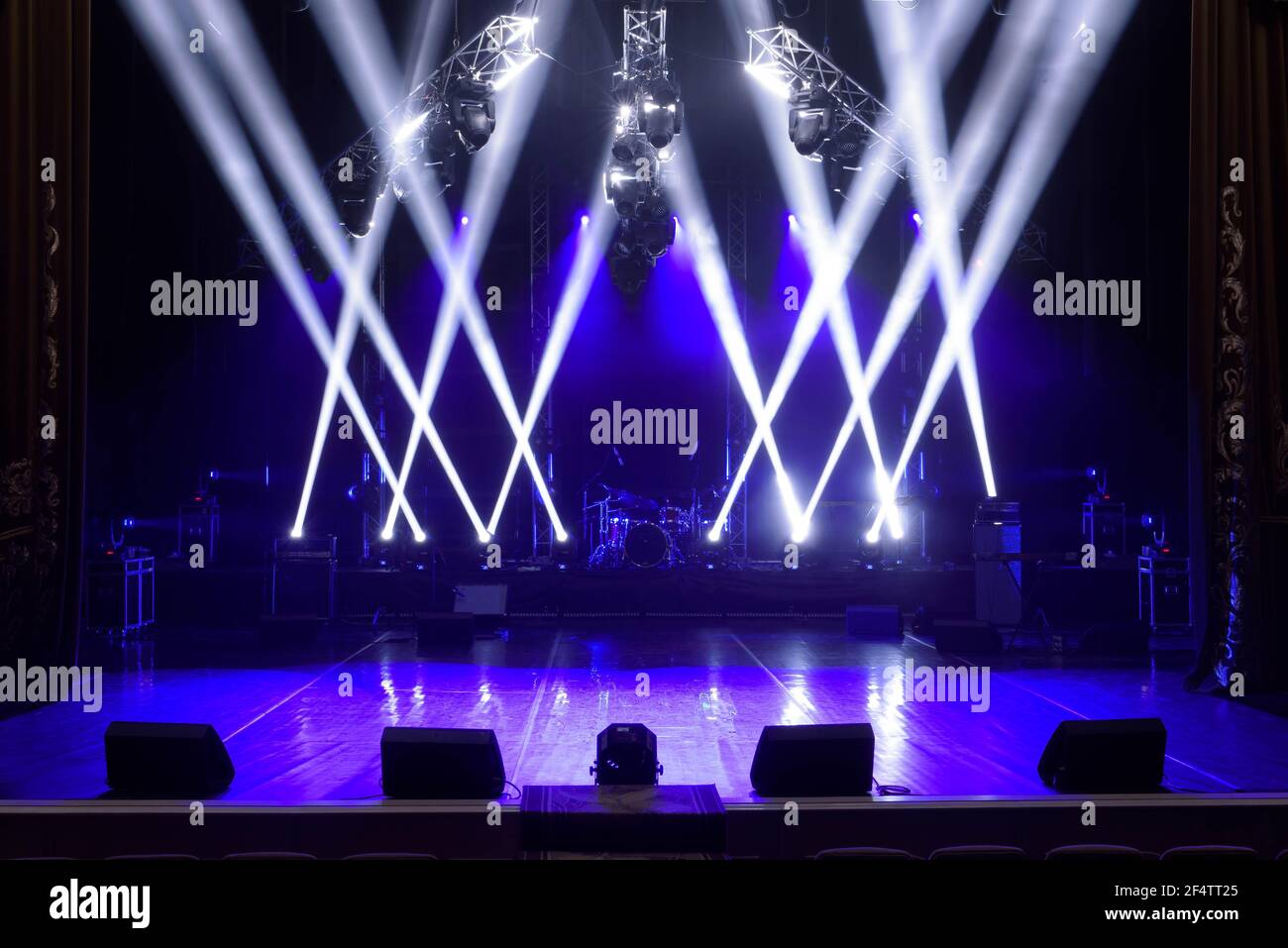 Free stage with lights, lighting devices. on a free srage Stock Photo ...