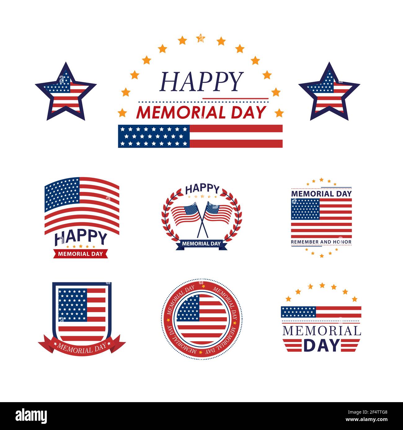 happy memorial day set emblems Stock Vector Image & Art - Alamy