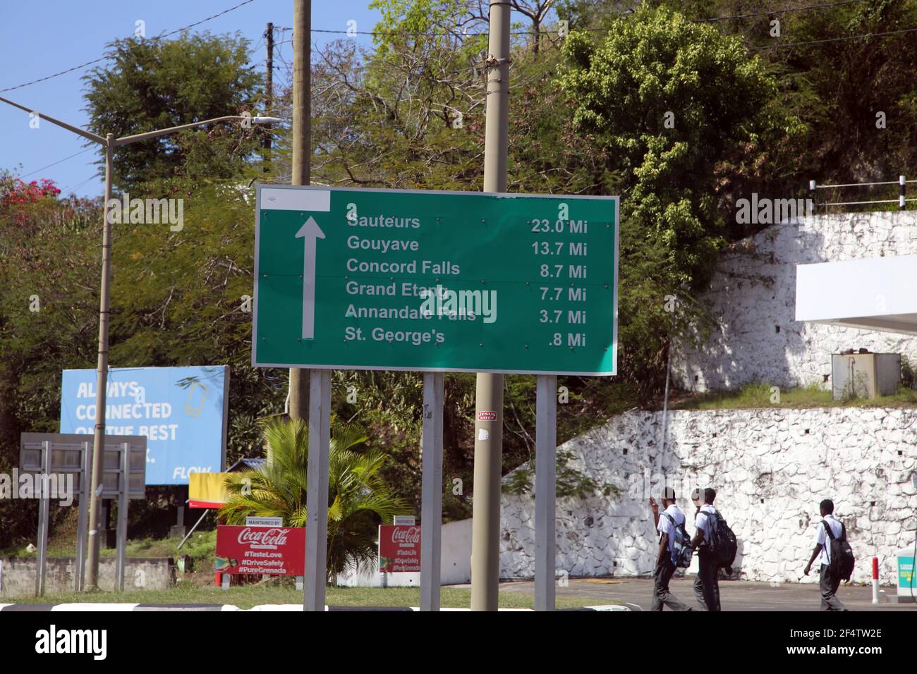 South St George's Grenada Road Sign Stock Photo - Alamy