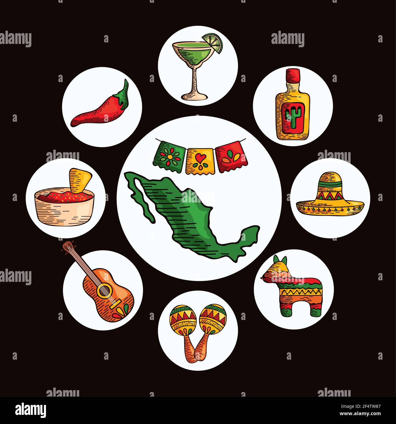 Mexico country culture icons Stock Vector Images - Alamy