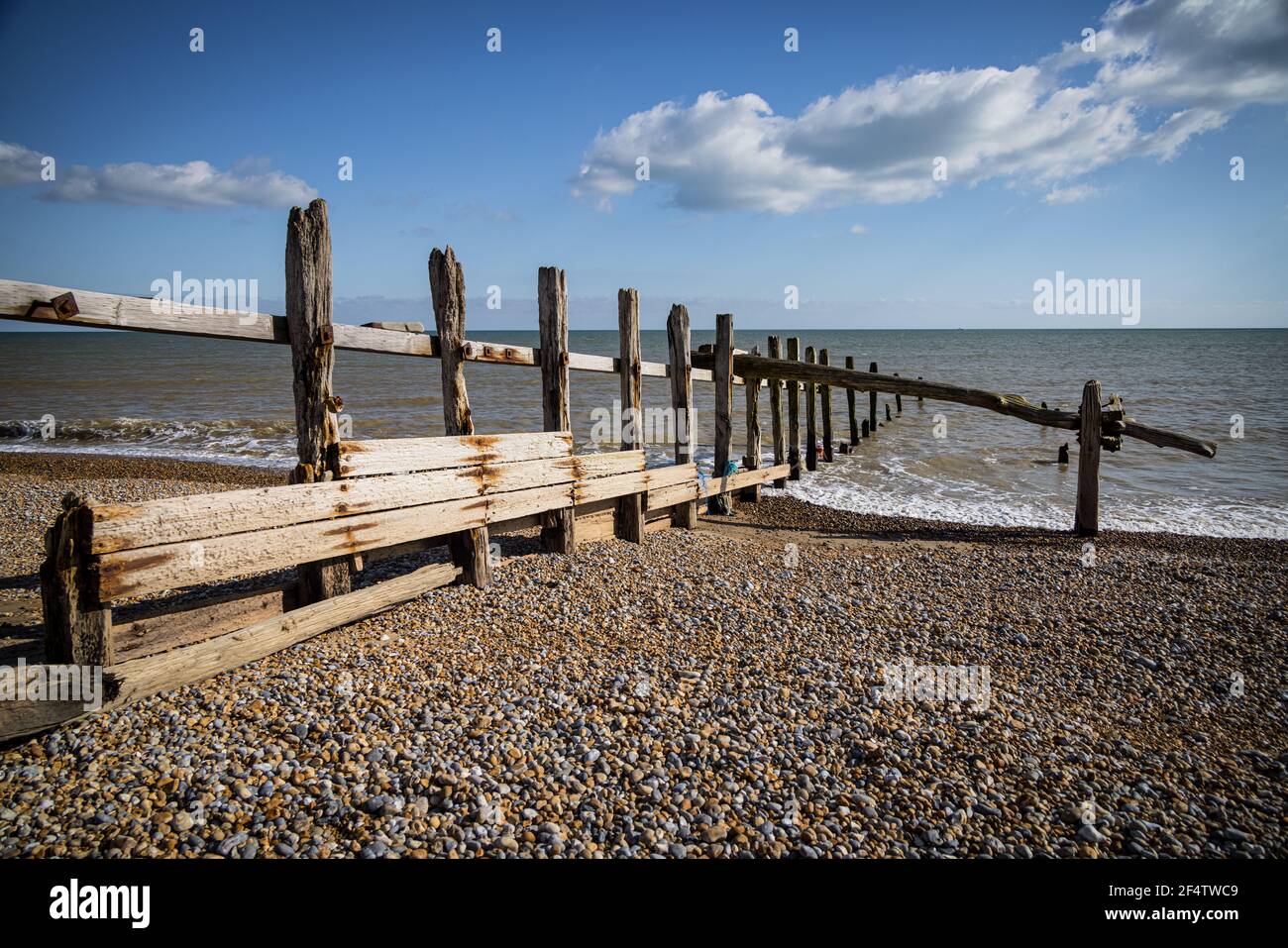 Old wooden groynes at Rye Harbour, East Sussex, England Stock Photo - Alamy