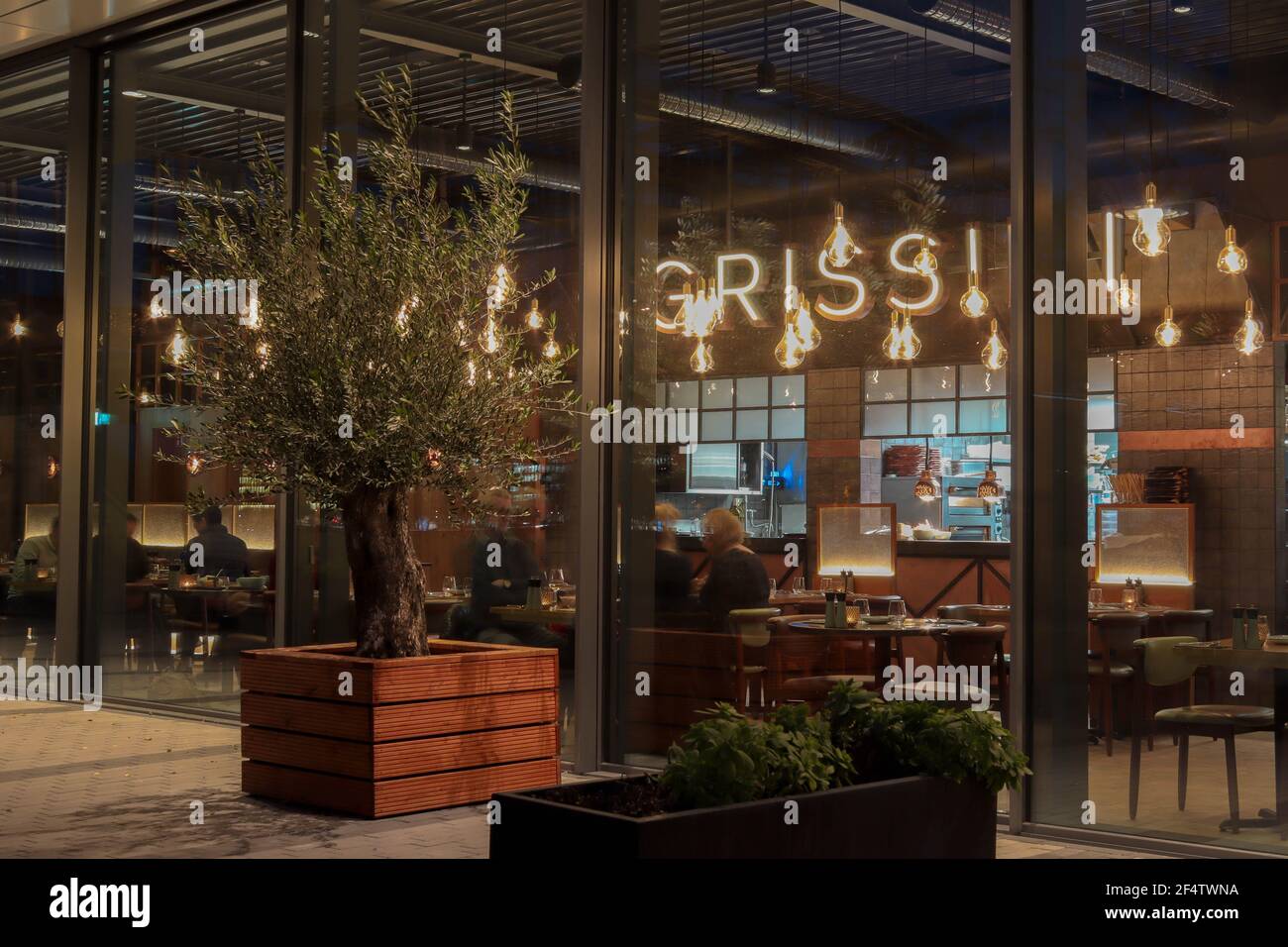 Night time photo of Restaurant in Koln, Germany Stock Photo - Alamy