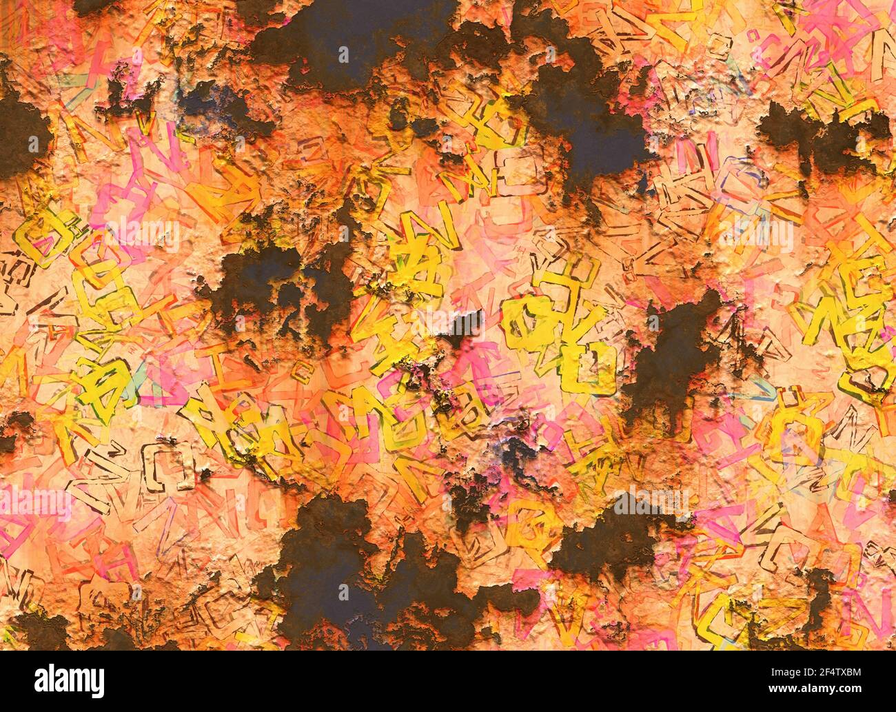 rusty wall with graffiti text backgrounds Stock Photo - Alamy