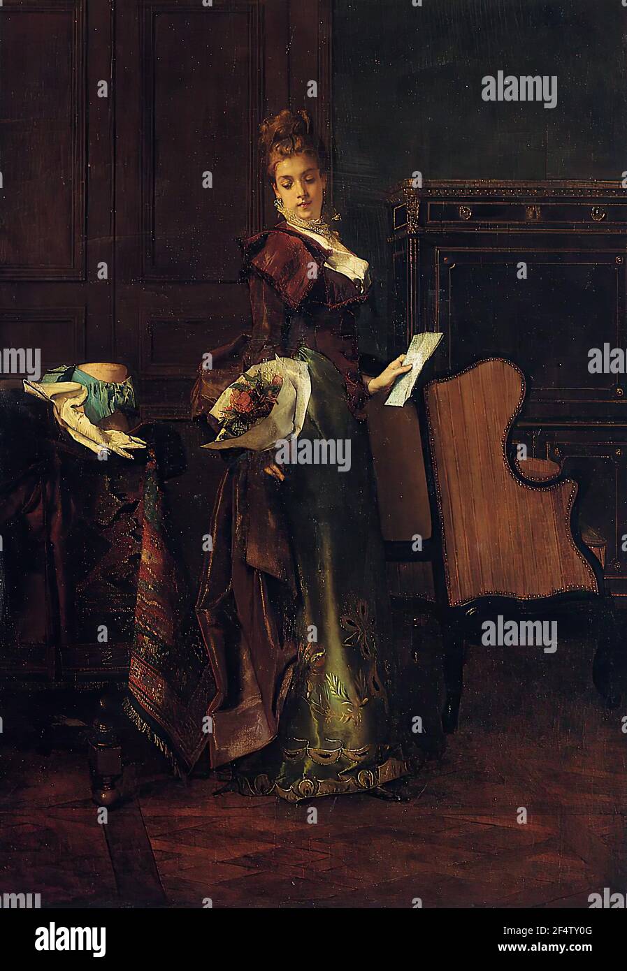 Alfred Stevens - Love Letter Stock Photo - Alamy