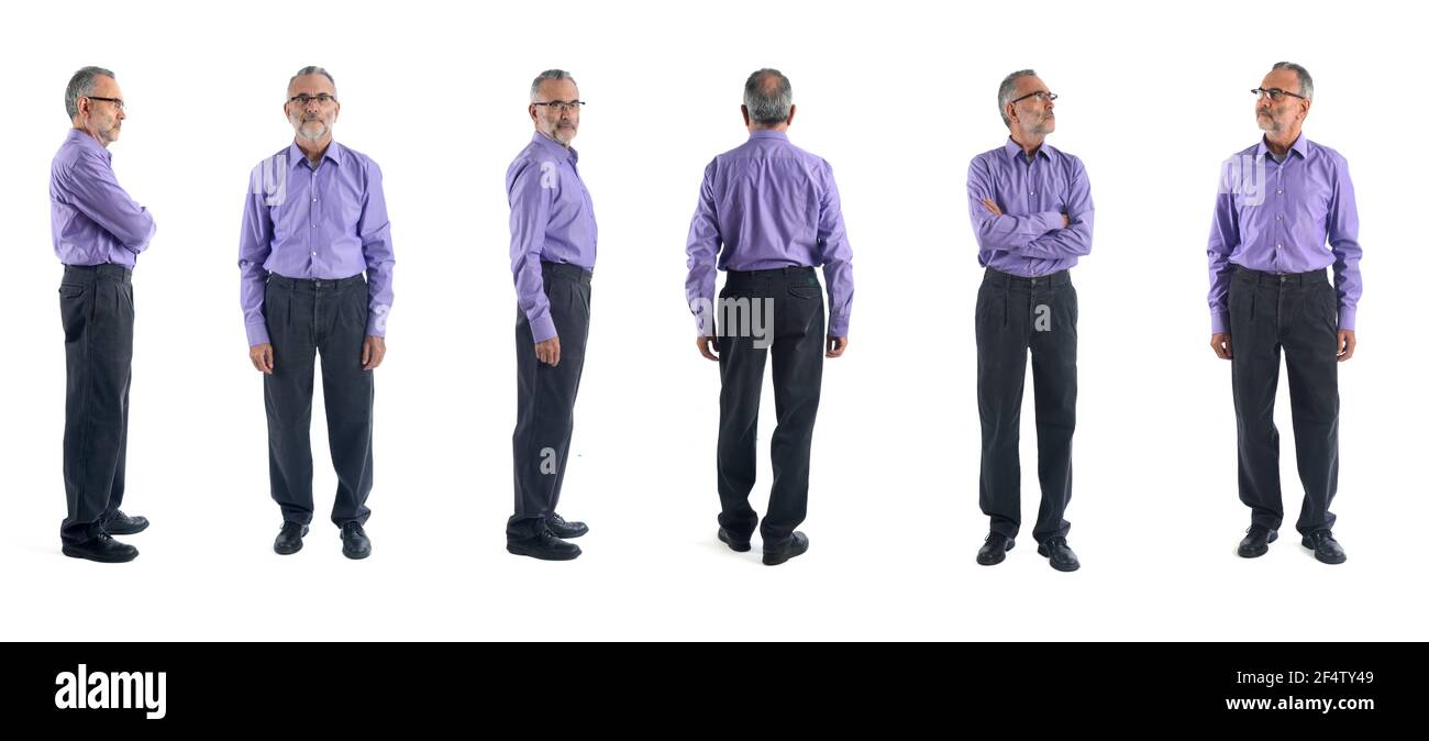 same man with various poses on white background Stock Photo - Alamy