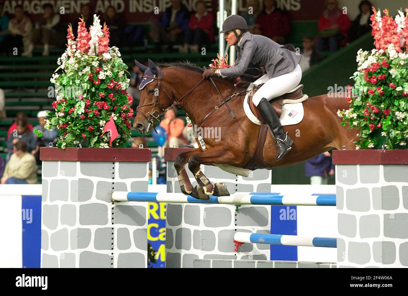 Bay oxer showjumping jump hi-res stock photography and images - Alamy