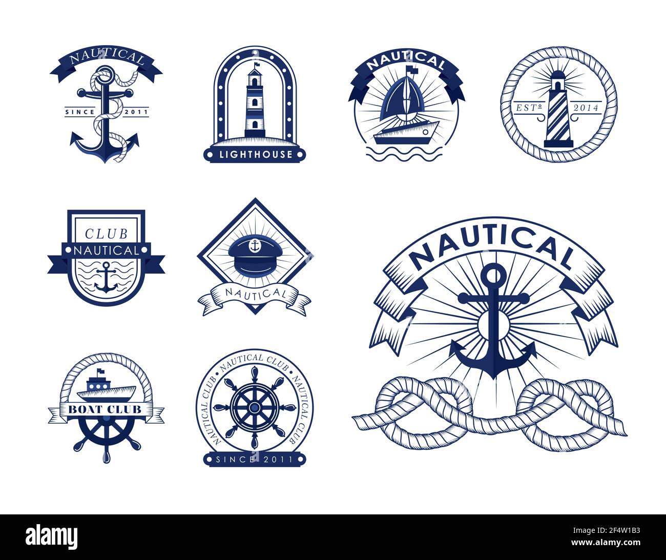 Nautical frame set icons hi-res stock photography and images - Alamy