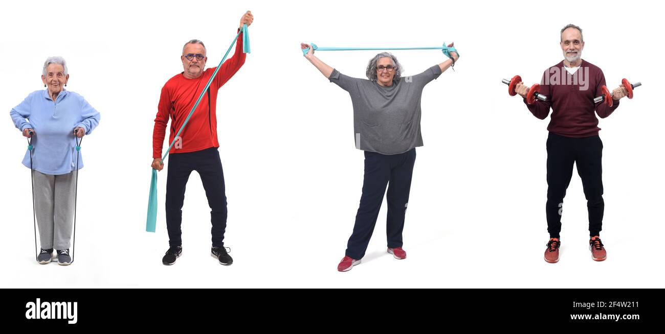 Old people doing exercise Cut Out Stock Images & Pictures - Alamy
