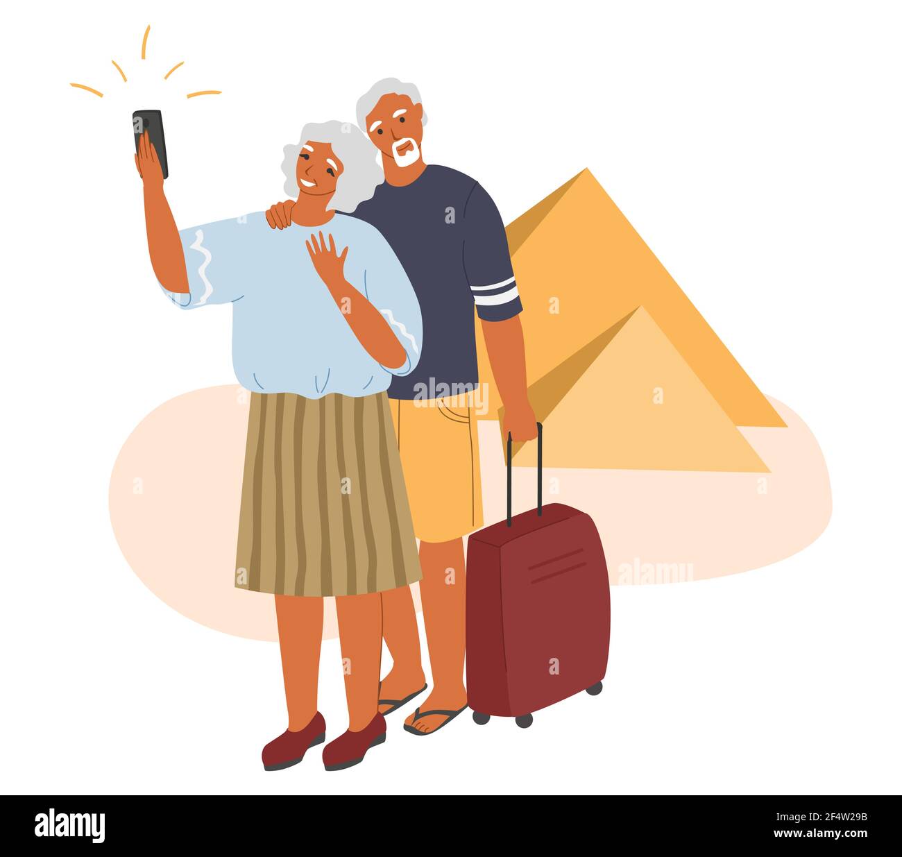 Senior travel activity and summer vacation. Happy elderly couple ...