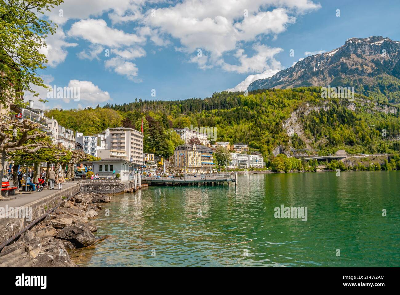 Lakefront of Brunnen, at the north shore of Lake Lucerne, Switzerland ...