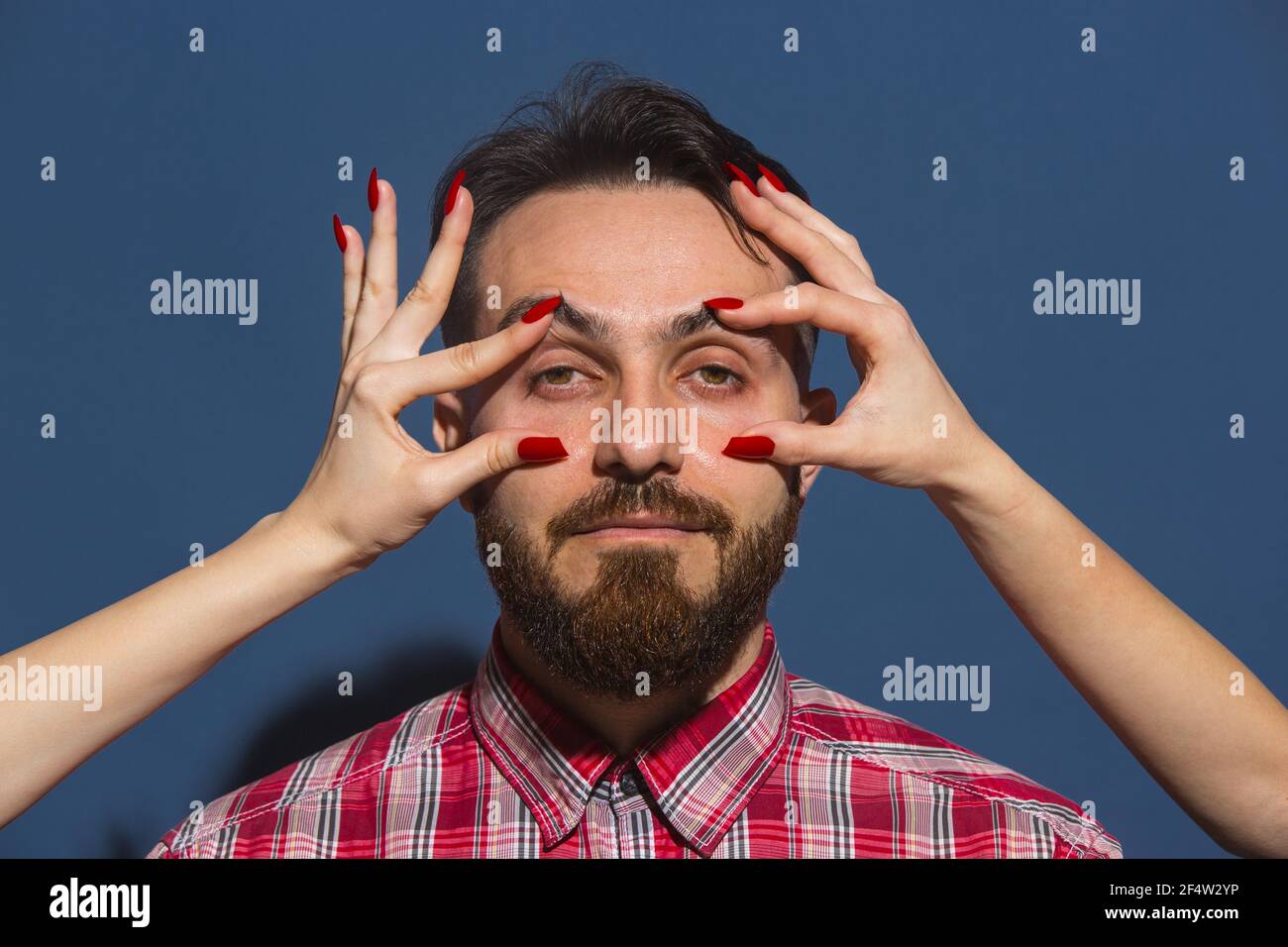 Young man face opening eyes hi-res stock photography and images - Alamy