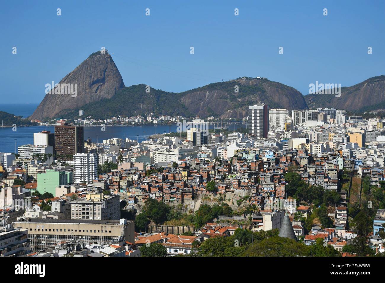 Landscape with panoramic view of the favela Santa Marta and the ...