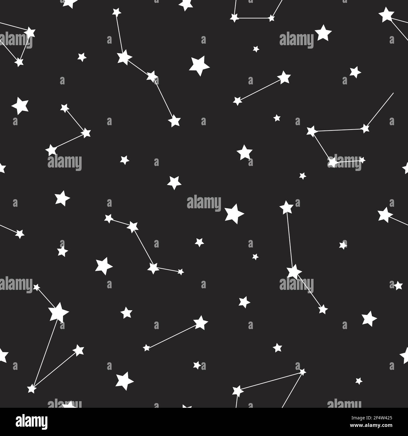 Seamless pattern with white constellations and stars on black ...