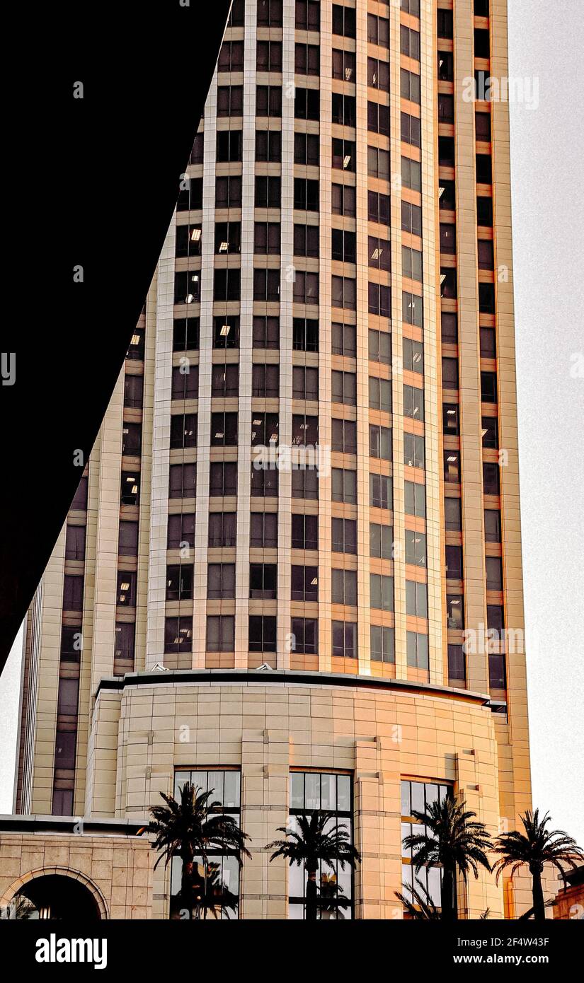 Vertical of a unique and beautiful modern skyscraper Stock Photo - Alamy